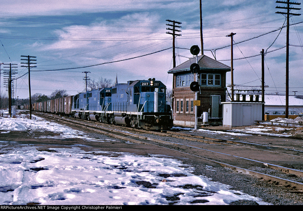 B&M GP38-2s 207, 205, and 208